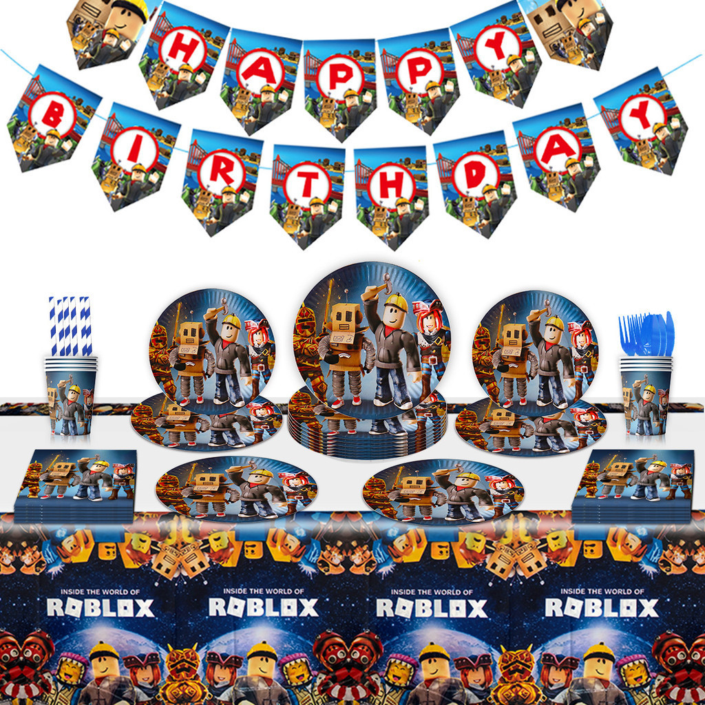 New Roblox Game Themed Birthday Party Decorations Virtual World Paper ...