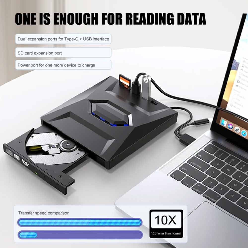 External CD DVD Drive USB Slim Portable External DVD Player Optical ...