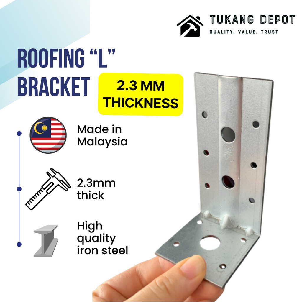 [Tukang] Made in Malaysia, 2.3mm Super Thick Truss L Bracket Besi Atap ...