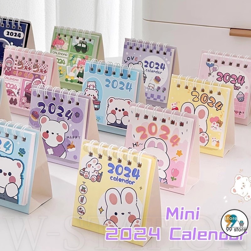 HS Kawaii Desk Calendar 2024 Cute Desktop Paper Simple Calendar Daily ...