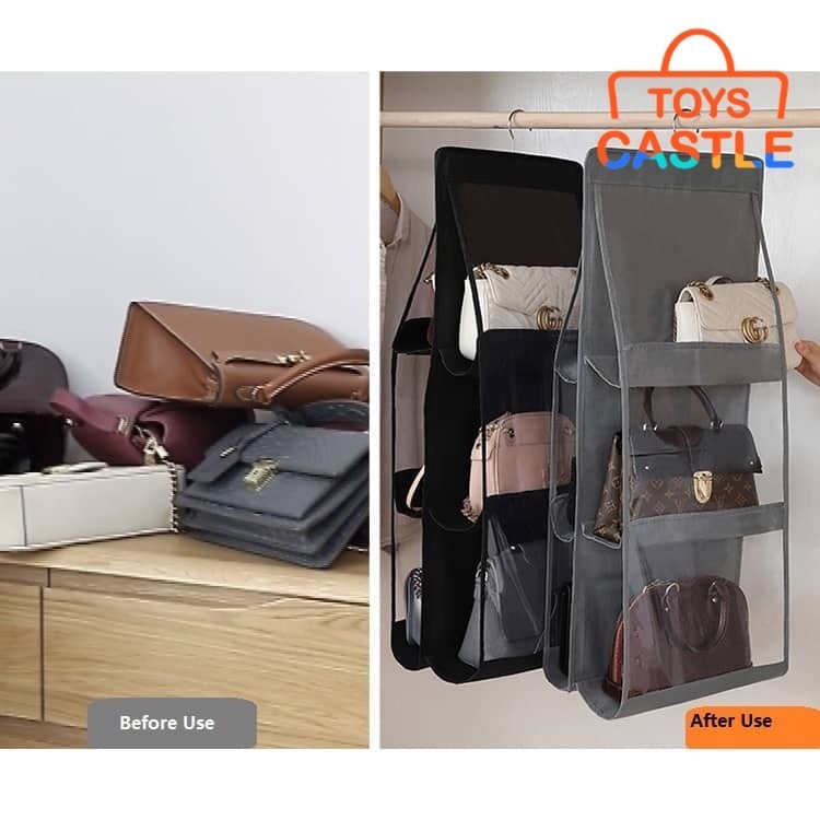 [Fast Shipping]6 pocket wardrobe folding hanging organizer handbag ...