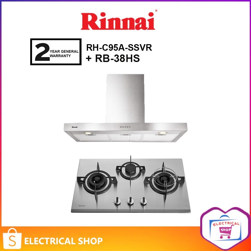 Rinnai Cooker Hood RH-C95A-SSVR + RINNAI 3-BurnerGas Hob RB-38HS / RB38HS | Shopee Malaysia