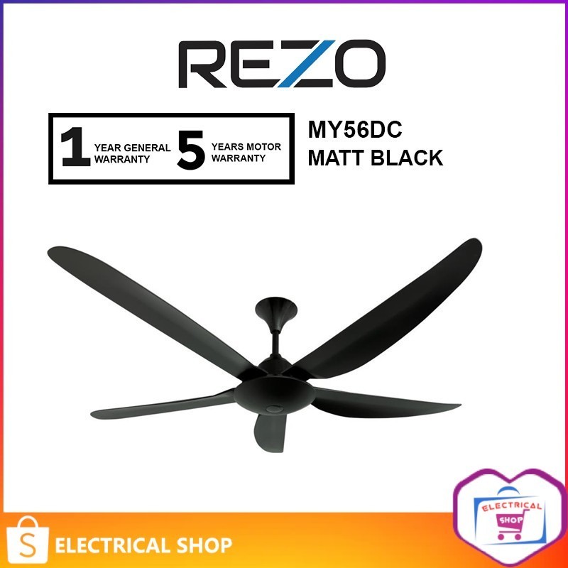 REZO 56'' 5 Blades Ceiling Fan AX56 with Remote Control Black / White ...