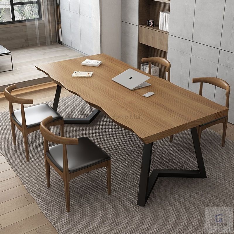 Solid wood desk for two Computer desk Rectangular workstation ...