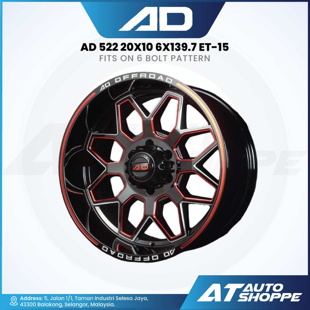 AD Wheels 522 - B MR LR 20x10 ET-15 6x139.7 (1 piece) | Shopee Malaysia