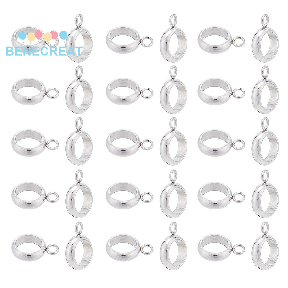 1Box 60Pcs 11mm Long 304 Stainless Steel Tube Bails with Loop Metal ...