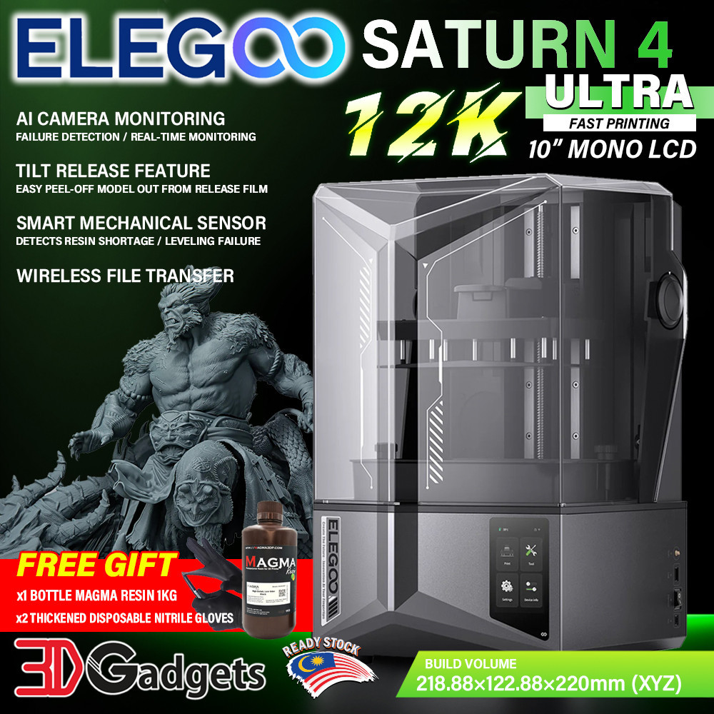 Elegoo Saturn 4 Ultra 12K High Resolution / Auto Leveling / AI Camera / Wireless File Transfer ...