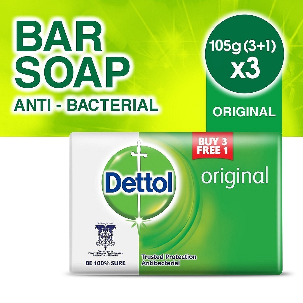 Dettol Soap Bar / Original Antibacterial / 4 bars | Shopee Malaysia