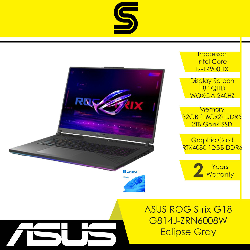 ASUS ROG Strix G18 G814J-ZRN6008W (18 QHD WQXGA 240HZ/I9-14900HX/32GB ...