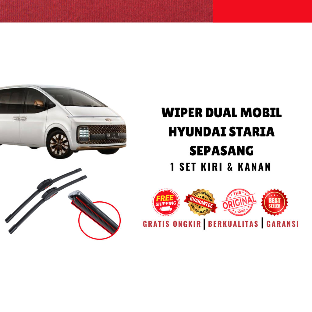 Double Rubber Wiper Hyundai Staria Frameless Dual Blade Dual Rubber ...