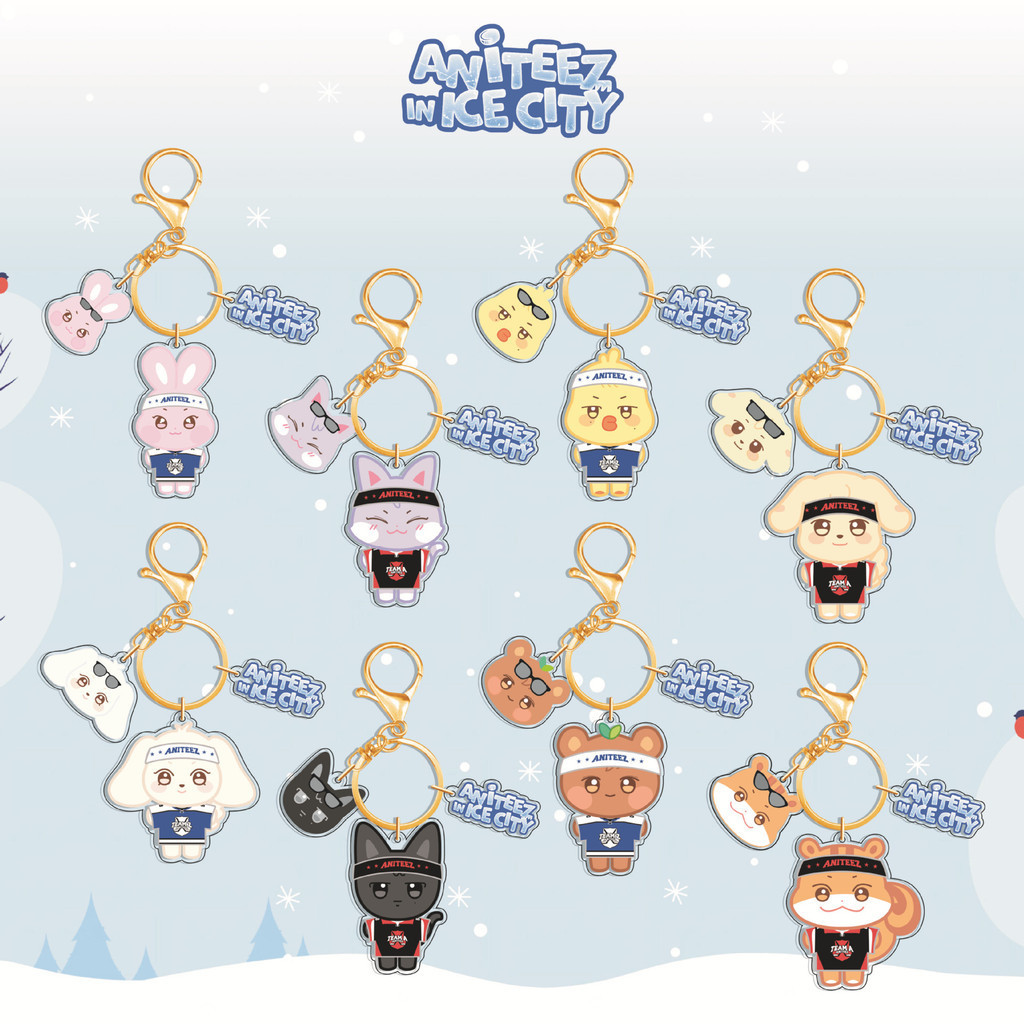 Kpop ATEEZ New Acrylic Keychain Bag Cartoon Double-sided Key ...