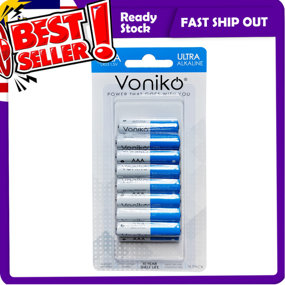 (16pcs) Bateri Jam Dinding, Bateri AA-AAA, VONIKO Alkaline Battery AA ...