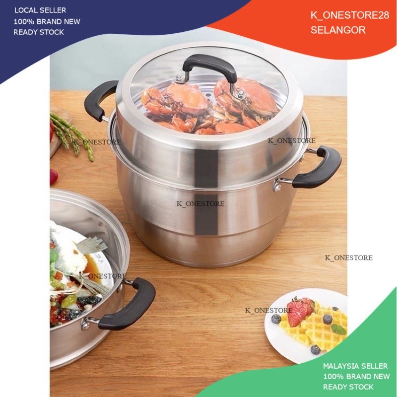 🔥Ready Stock🔥304 Thickened Stainless Steel Steamboat Hot Pot Steamer Cooking Pot 28 30 32 32cm ...