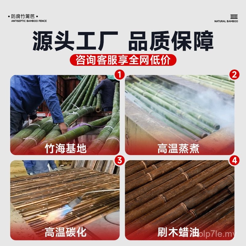 Pagar Buluh Penghalang Tahan Kakisan Tiang Buluh Dinding Pengawal Luar ...
