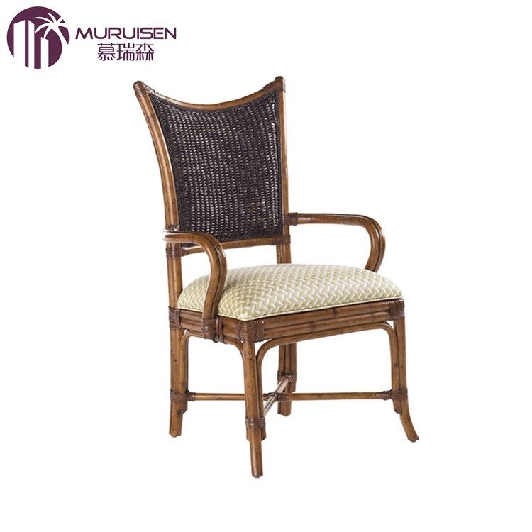 American Pastoral Style Balcony Rattan Chair Restaurant Solid Wood ...