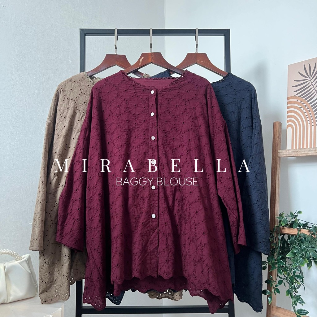 BLOUSE MIRABELLA BAGGY - COTTON EYELET | Shopee Malaysia