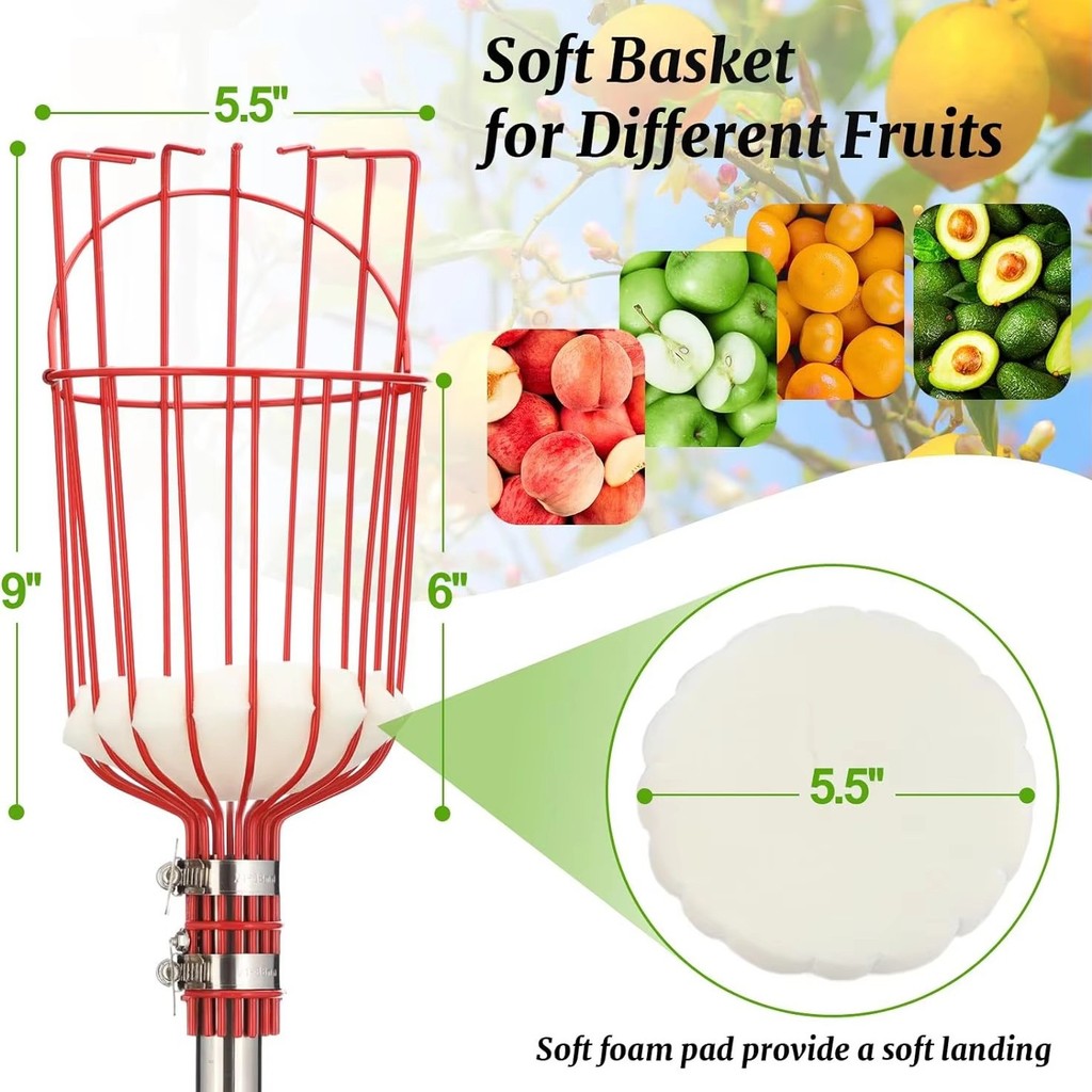 Height Adjustable Multifunction Fruit Picker Net Basket Tool Easy Safe ...