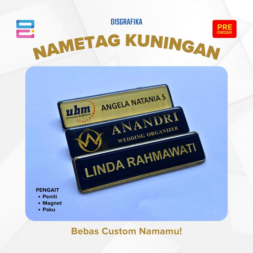 Name Tag Chest Name Plate Custom Magnet Safety Pin Nail - Brass ...