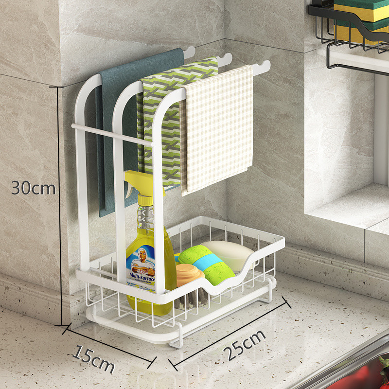 High Low Rod Rag Rack Kitchen Rack Perforation-Free Countertop Wall ...