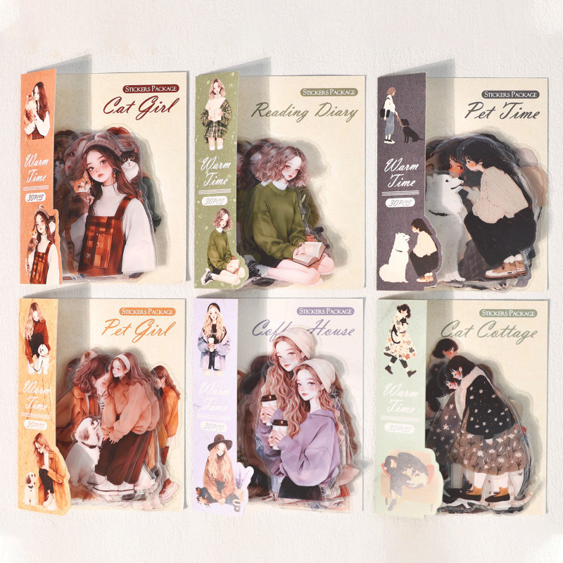 ENWEI 30 Pcs [Warm Time Series] Girl's Life Scenery Stickers PET ...