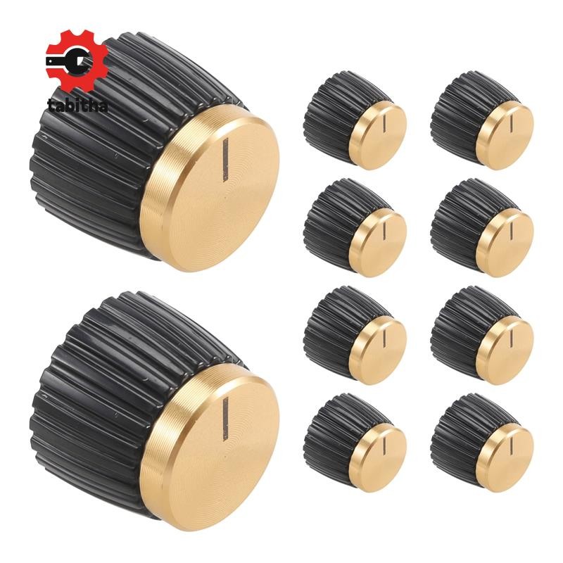 10x Guitar AMP Amplifier Knobs Push-on Black+Gold Cap for Amplifier ...