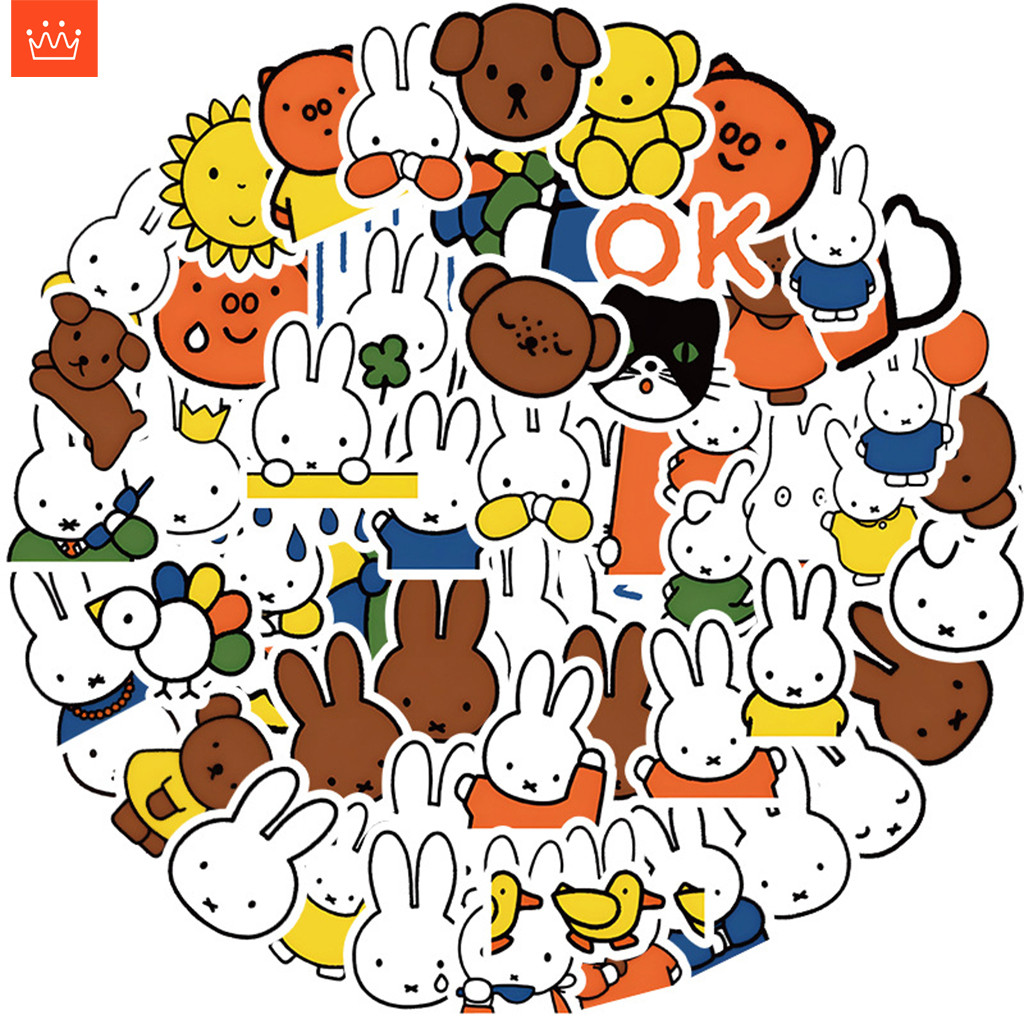 J· Miffy Stickers Set Cartoon Graffiti Waterproof Decals Pack, 50 pcs ...