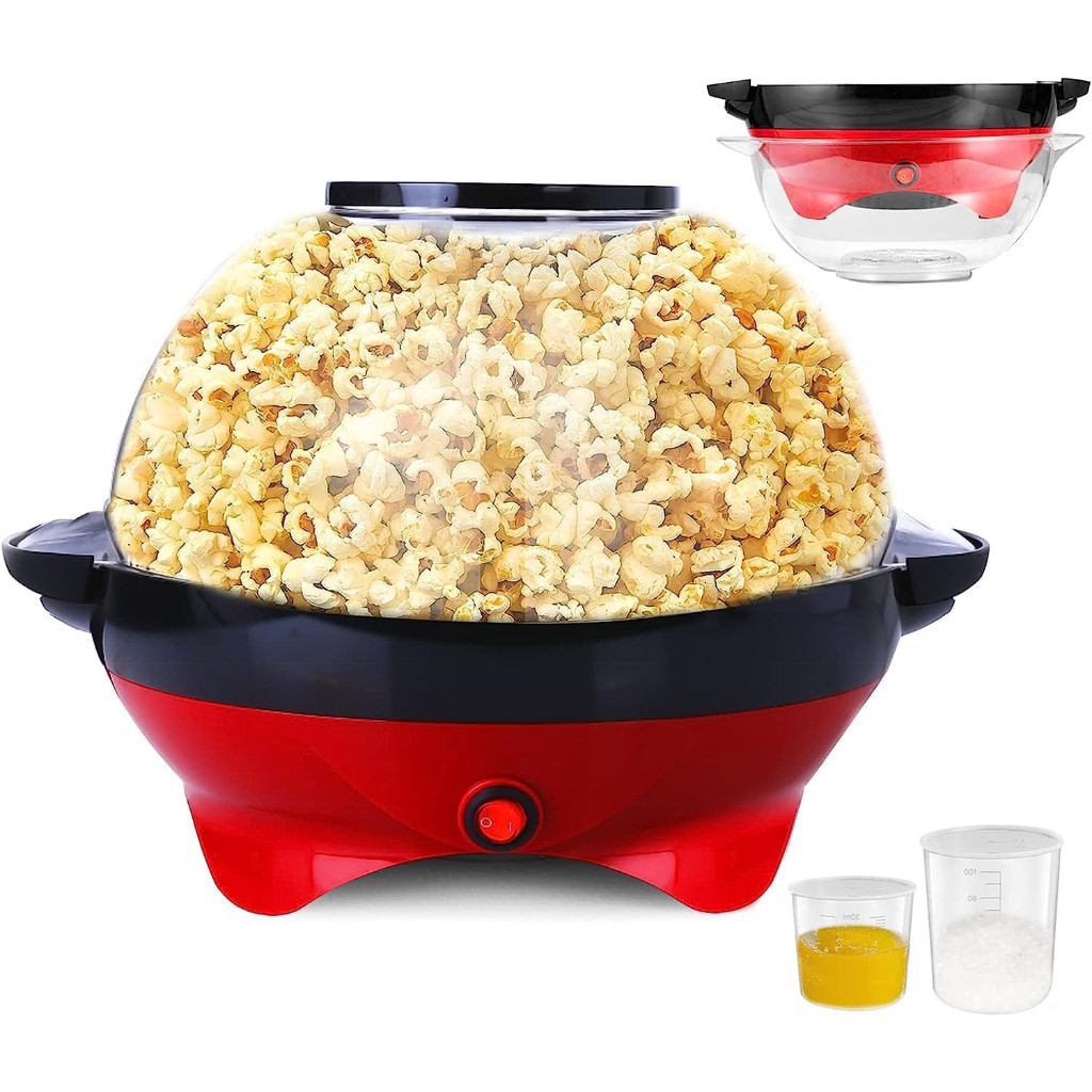 6 Quart Popcorn Machine, Electric Hot Oil Popcorn Maker Machine, Stir ...
