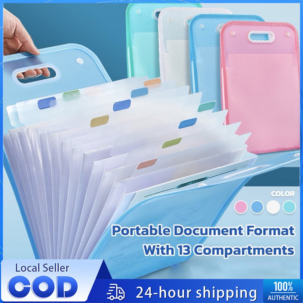 Hand-held A4 Paper Expanding Portable File Folder Large Capacity 13 ...