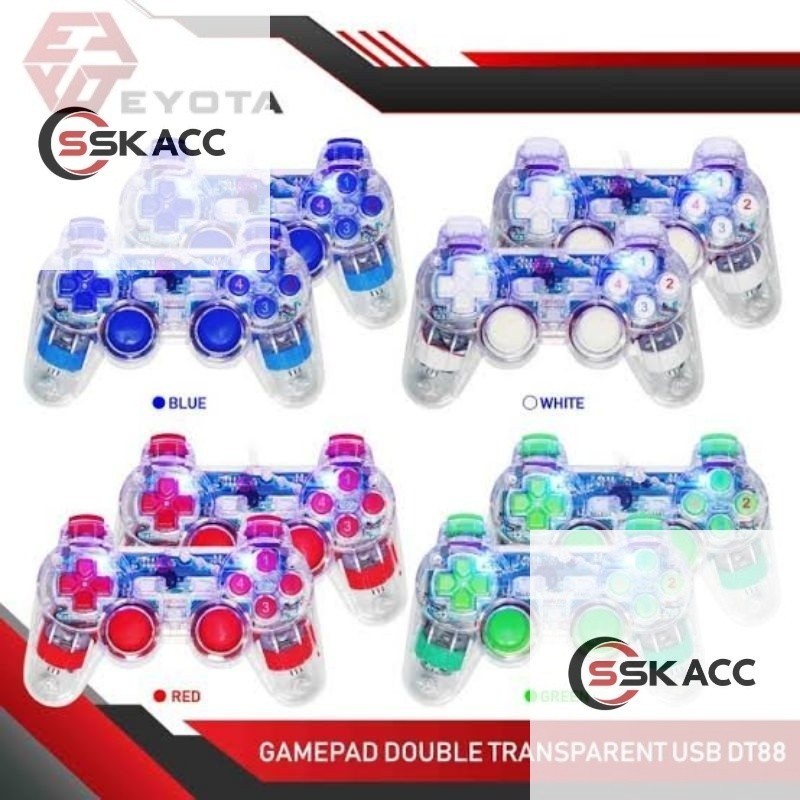 Double Gamepad for Laptop Computer / Joystick USB PC Analog Transparent ...