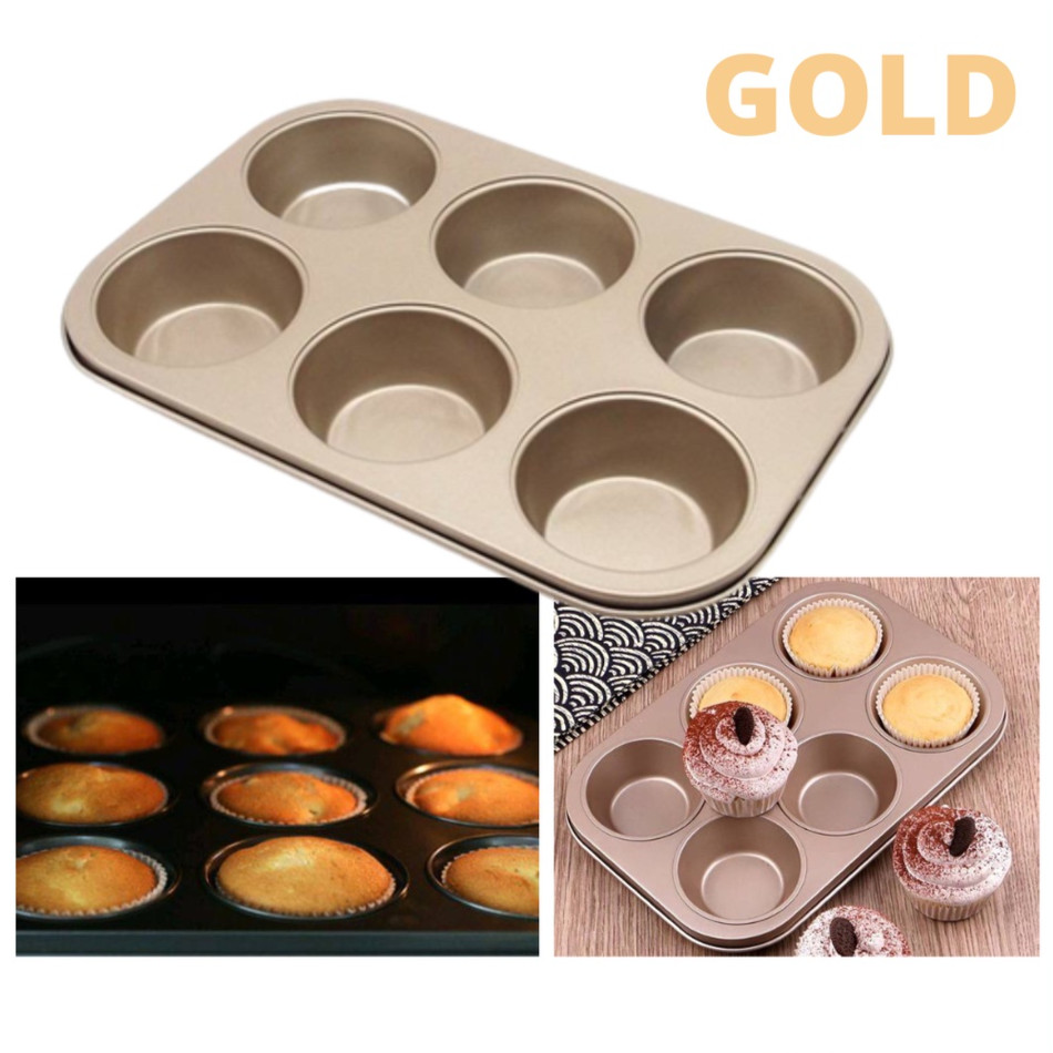 Muffin Pan Cup Cake Baking Tray Non - Stick /2 Colors Gold And Black ...