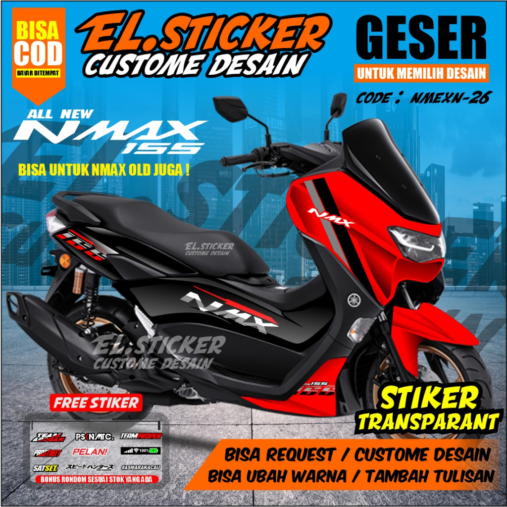 MERAH HITAM PUTIH New Nmax Transparent Striping Yamaha Nmax Old 155 ...