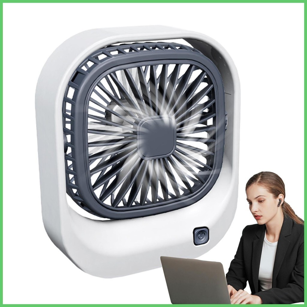 Personal Fan for Desk USB Rechargeable Desktop Fan Square Mini Compact ...