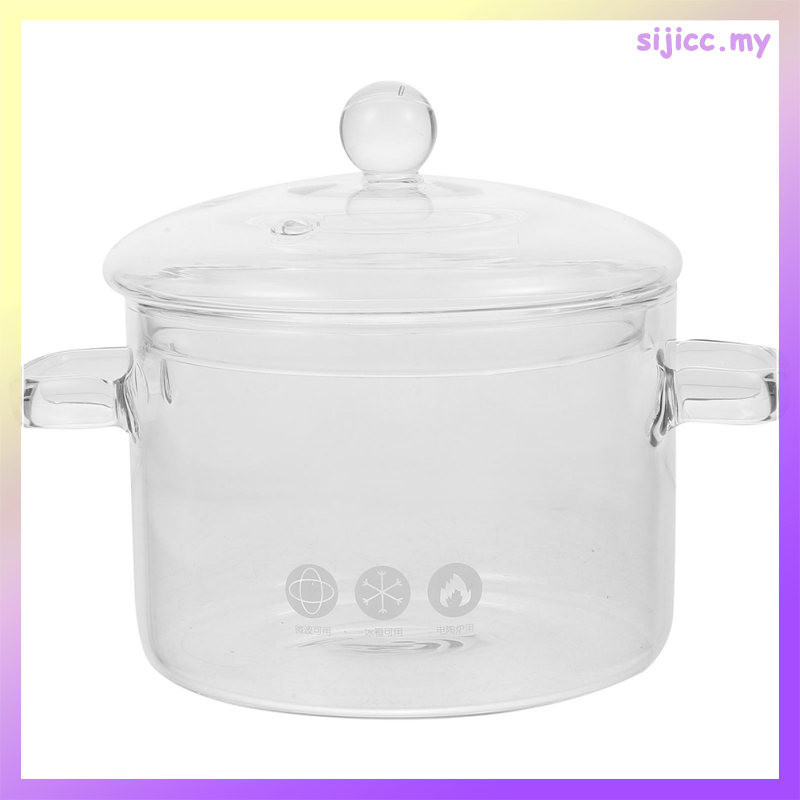 Kitchen Soup Pot Stew Cooker with Lid Cooking Clear Pots Milk Pan ...