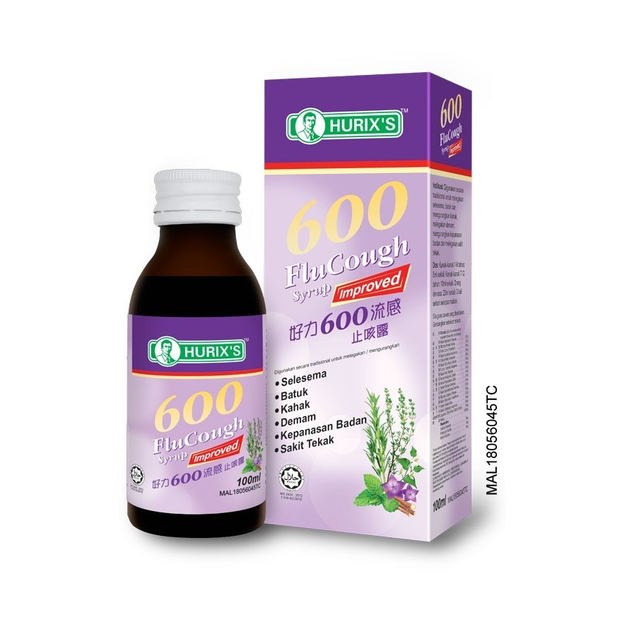 HURIX'S 600 Flu Cough Syrup 100ml Exp: 07/2026 | Shopee Malaysia