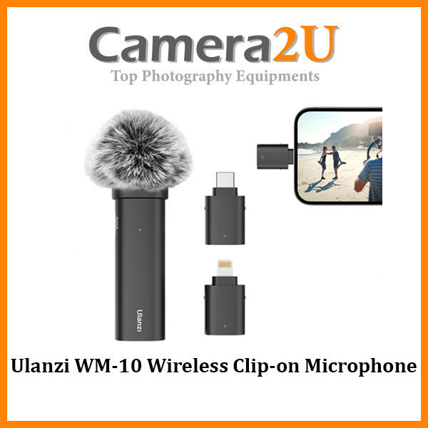 Ulanzi WM-10 Wireless Clip-on Microphone for Smartphone or Tablet For Type C / Lightning ...
