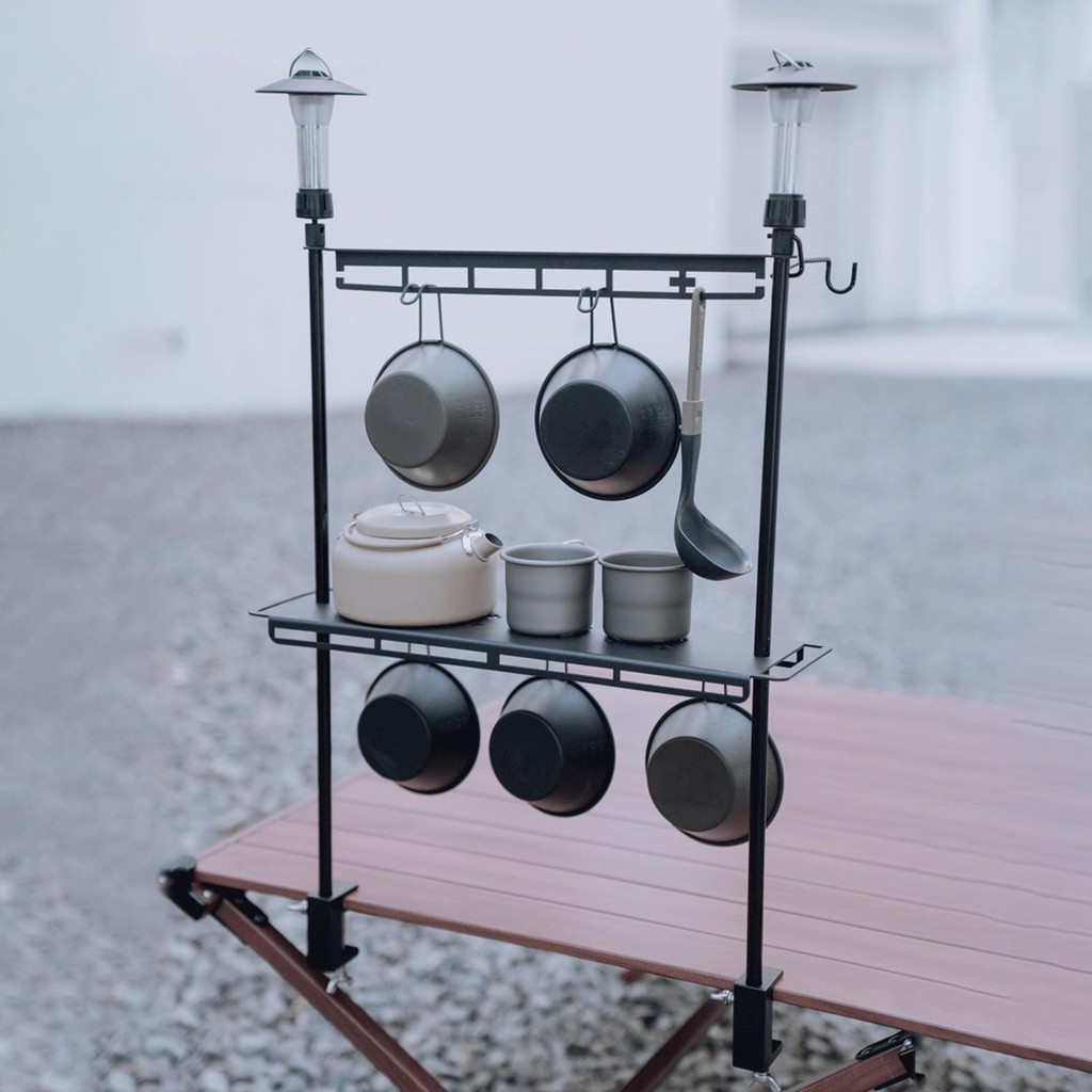 Camping Table Shelf Clamp On Table Rack Camping Desktop Lantern Pole ...