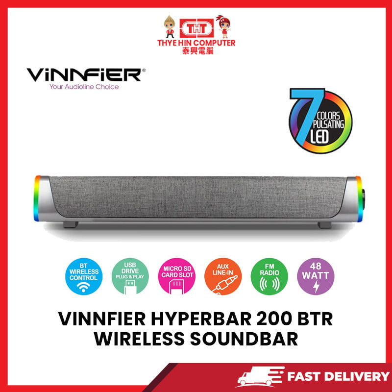 VINNIFIER HYPERERBAR 200 BTR WIRELESS SOUNDBAR WITH BASS SUBWOOFER AND ...