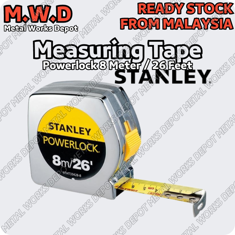 STANLEY STHT33428-8 8m/26' PowerLock Chrome Measuring Tape Pita ...