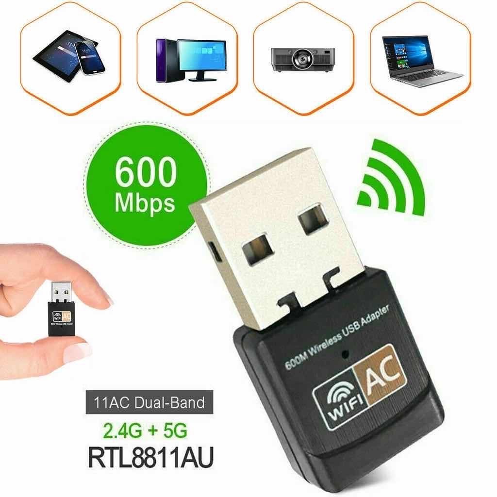 USB Wifi Adapter Dual band 2.4GHz 600Mbps Adapter AC WLAN 802.11AC Mini ...