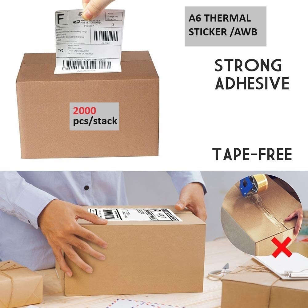 2000pcs King Thermal Sticker A6 Paper Roll Fold Stack Airway Bill ...