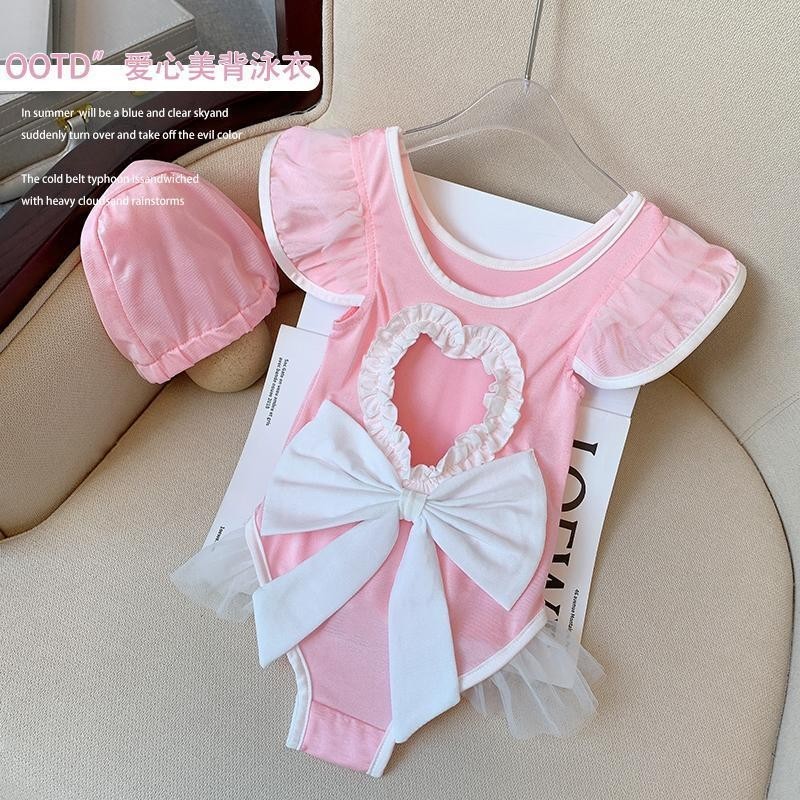 Girls Swimsuit Fashionable Love Beautiful Back Children's Swimsuit 2024 ...