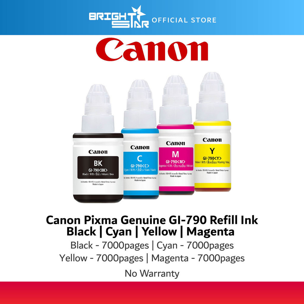 CANON Pixma Genuine Refill Ink GI-790 7000pages (Black/Cyan/Yellow ...