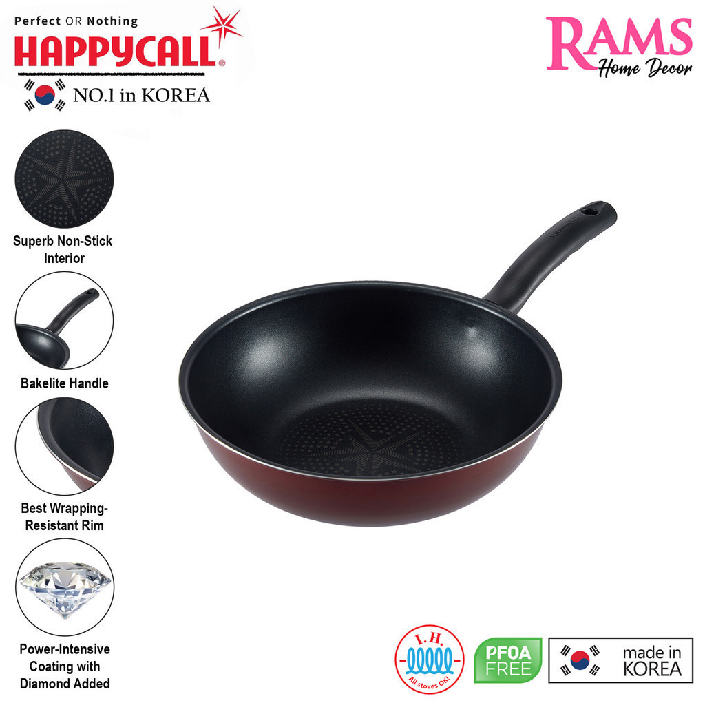 Happycall Non Stick Induction Diamond Solaris Wok Pan / Kuali Tak Melekat / Kuali Dalam ...