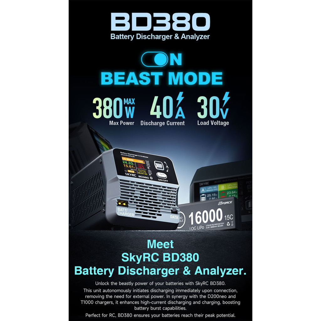 SkyRC BD380 Battery Discharger Analyzer 380W 40A 30V Four Modes CC/CP ...