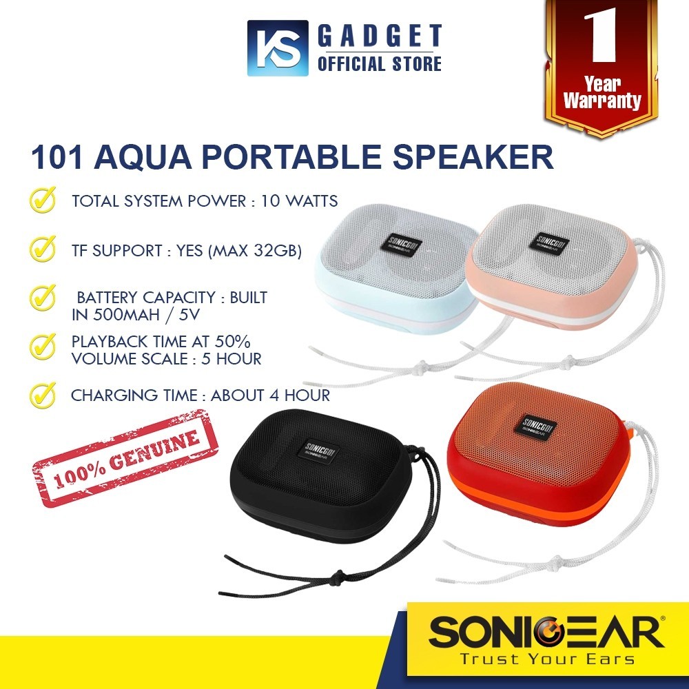 SonicGear SonicGo 101 Aqua Bluetooth v5.3 Portable Speaker IPX 7 ...