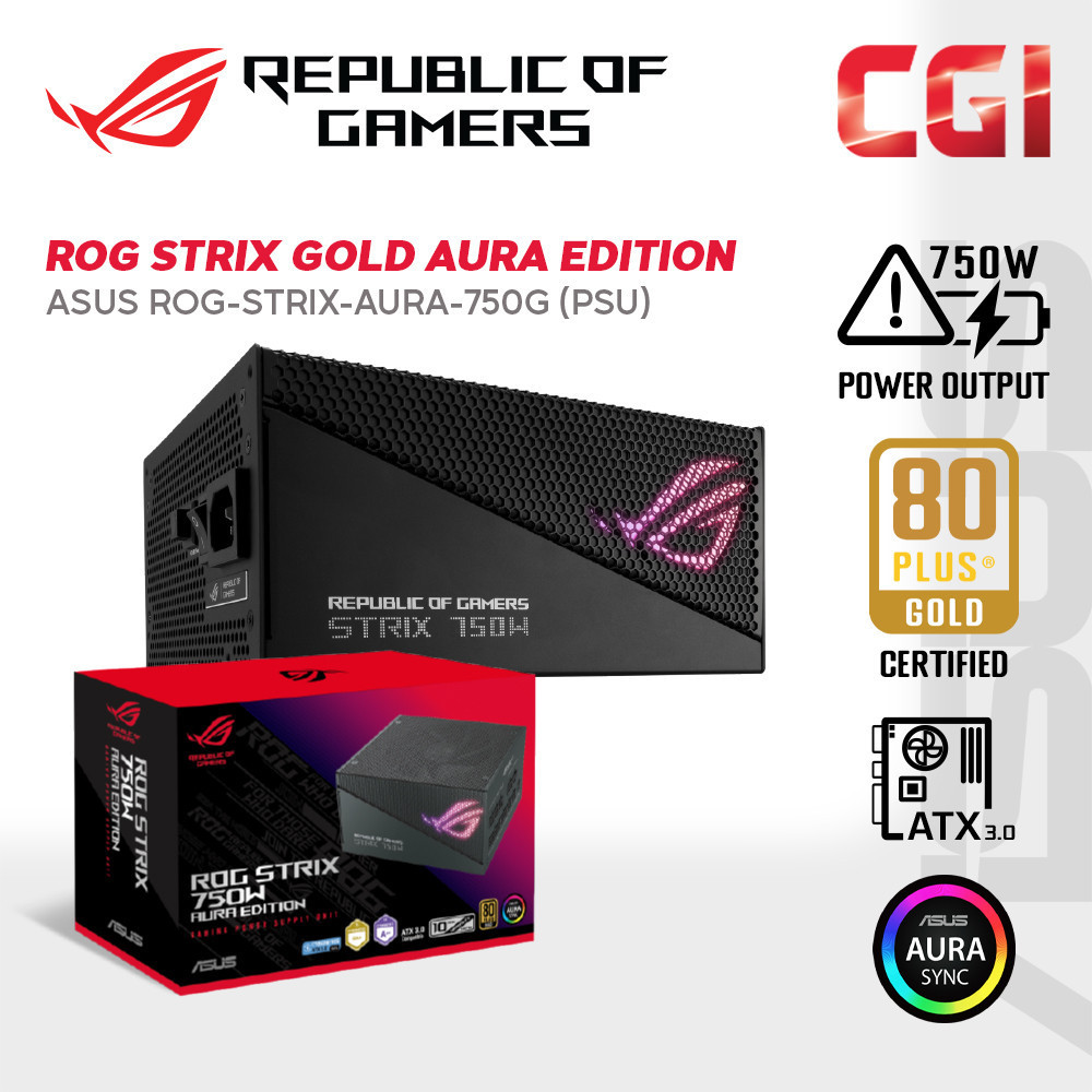 Asus ROG Strix 750W Gold Aura Edition Aura Sync Heatsinks Gaming Power ...