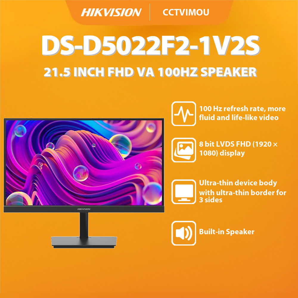 Hikvision DS-D5022F2-1V2S 21.5 INCH FHD VA 100HZ SPEAKER | Shopee Malaysia