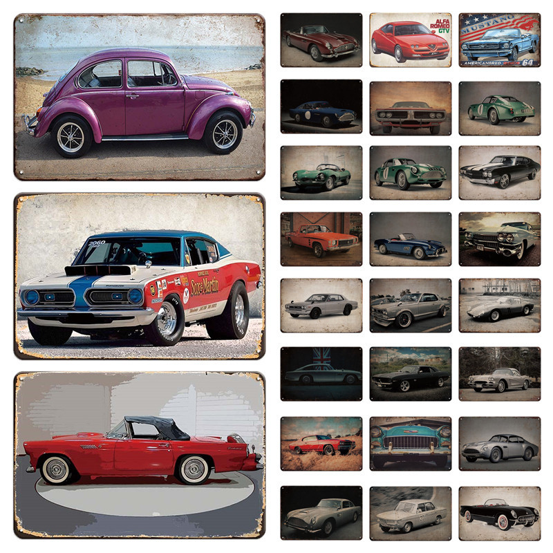Retro Classic Car Decorative Plaque Vintage Tin Sign Vintage Garage ...
