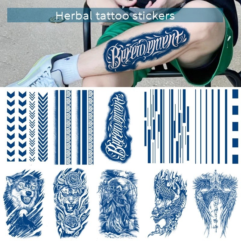 Herbal Tattoo Sticker Semi Permanent 7-15 Day Waterproof Juice ...