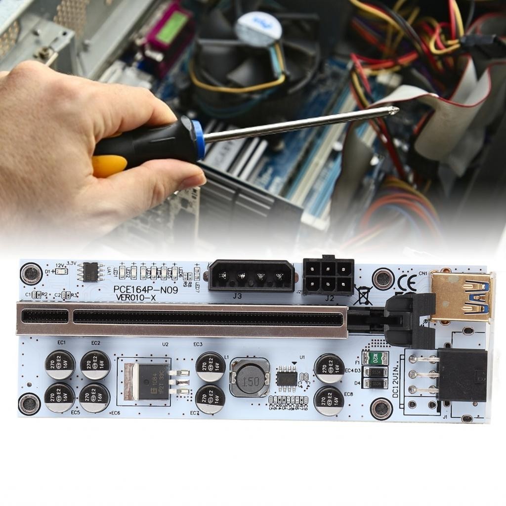 Sudi PCIE Riser Adapter Card 8 Capacitors Simple Operation 6pin ...